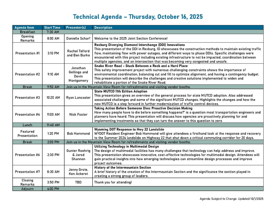 Mountain District ITE - Meeting/Event Information